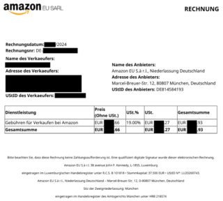 Vorsteuerabzug auf der Amazon-Gebührenrechnung